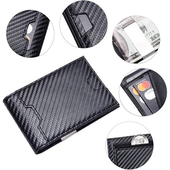 Bags | Bifold Wallet With Money Clip Leather Front Pocket Rfid Blocking ...
